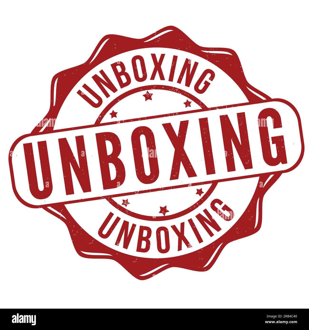 Unboxing grunge rubber stamp on white background, vector illustration ...