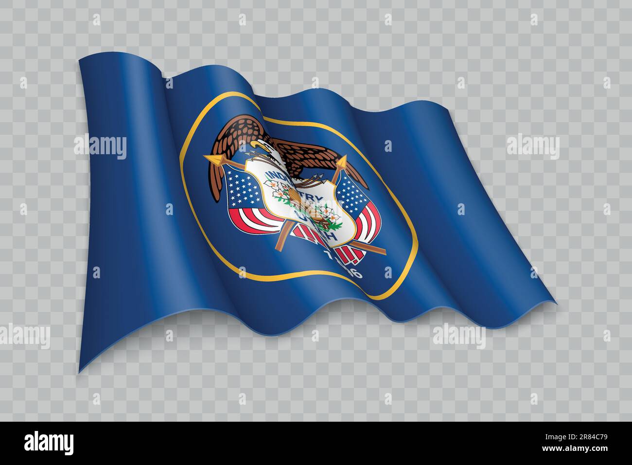 3D Realistic waving Flag of Utah is a state of United States on ...
