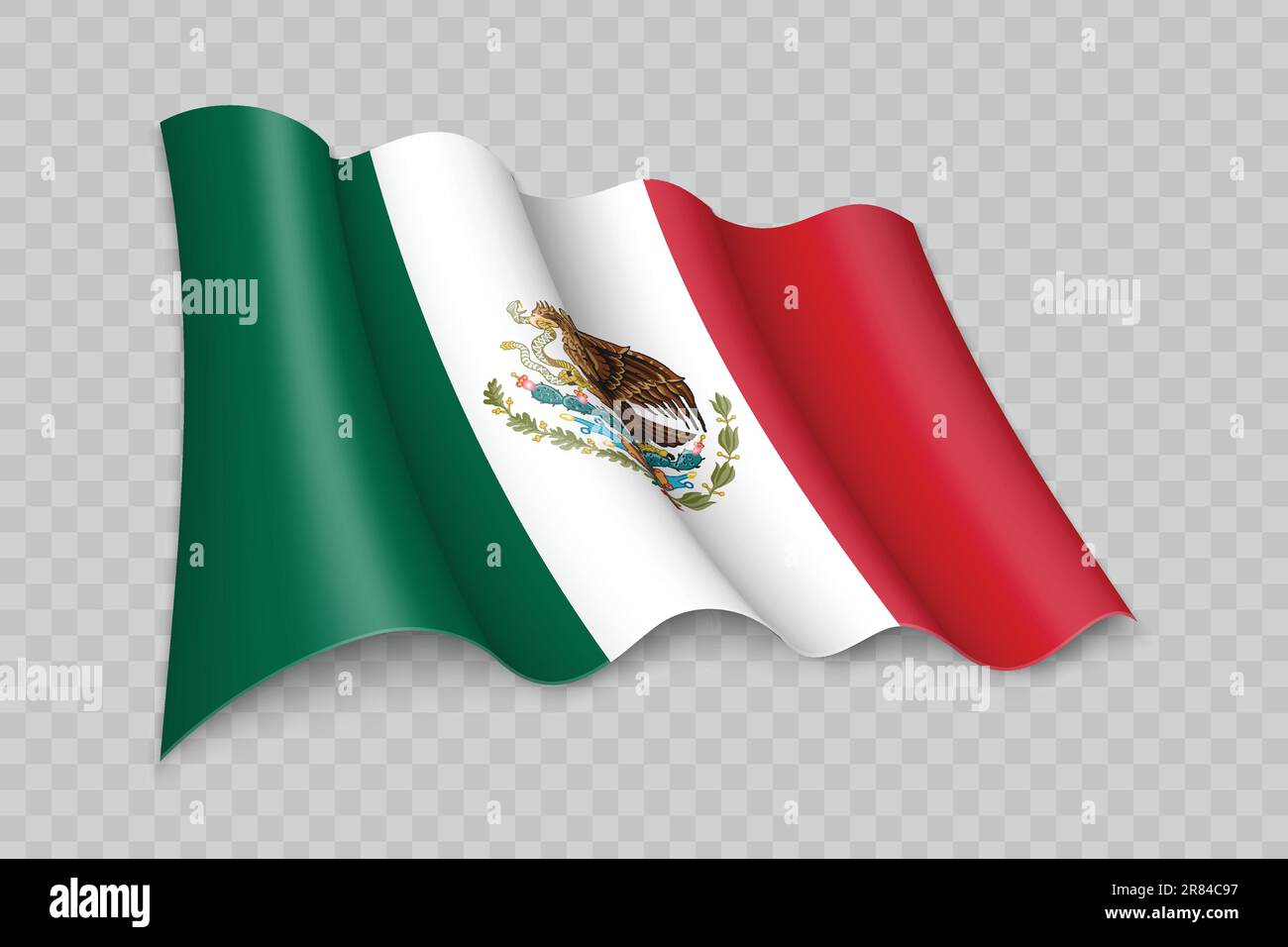 3D Realistic waving Flag of Mexico on transparent background Stock ...