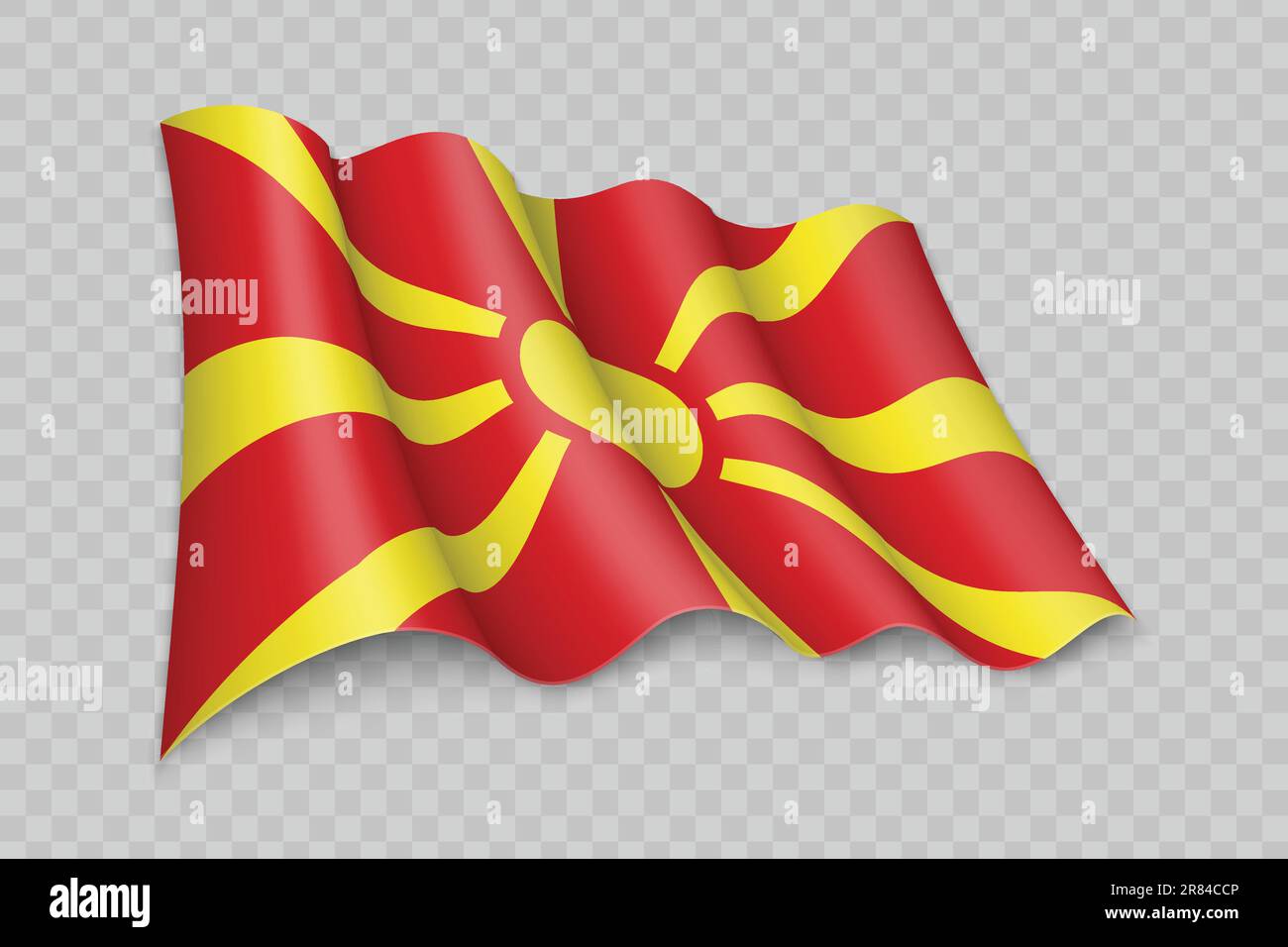 3D Realistic waving Flag of North Macedonia on transparent background ...