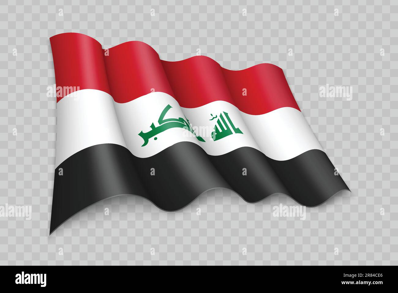 3D Realistic waving Flag of Iraq on transparent background Stock Vector ...