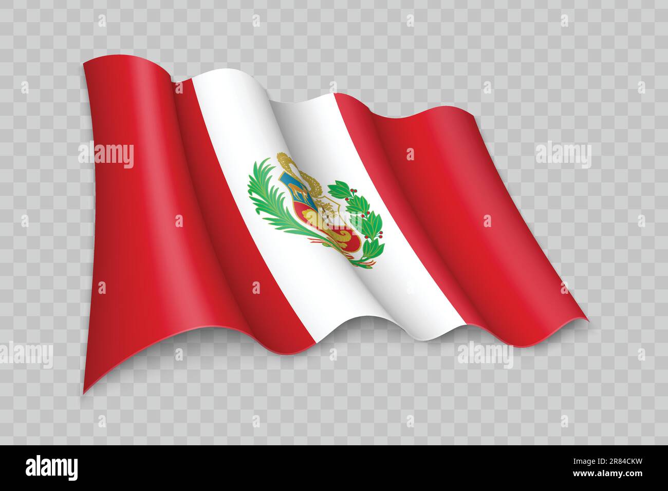 3D Realistic waving Flag of Peru on transparent background Stock Vector ...