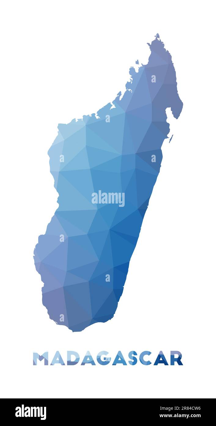 Low poly map of Madagascar. Geometric illustration of the country ...