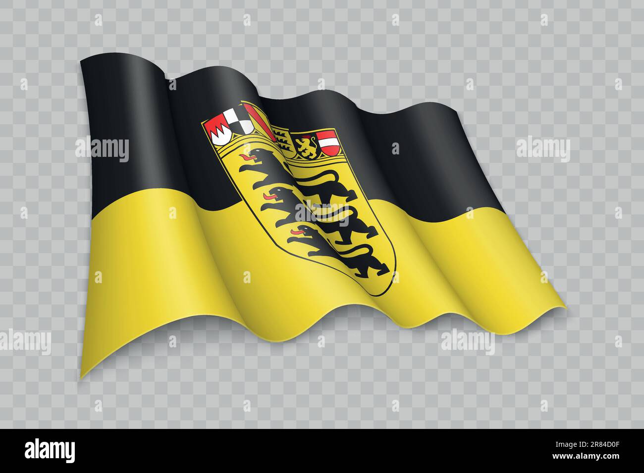 3D Realistic waving Flag of Baden-Württemberg is a state of Germany on ...