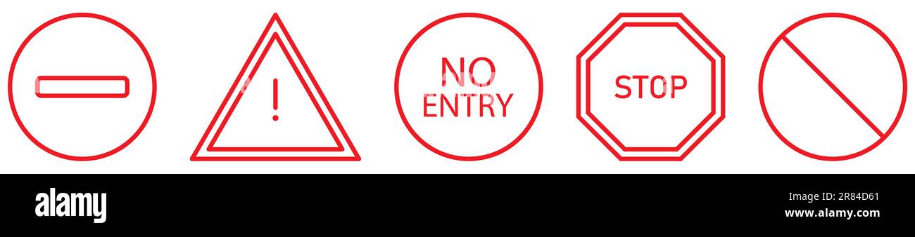 Set of red traffic signs icons. Sign forbidden. Vector illustration ...