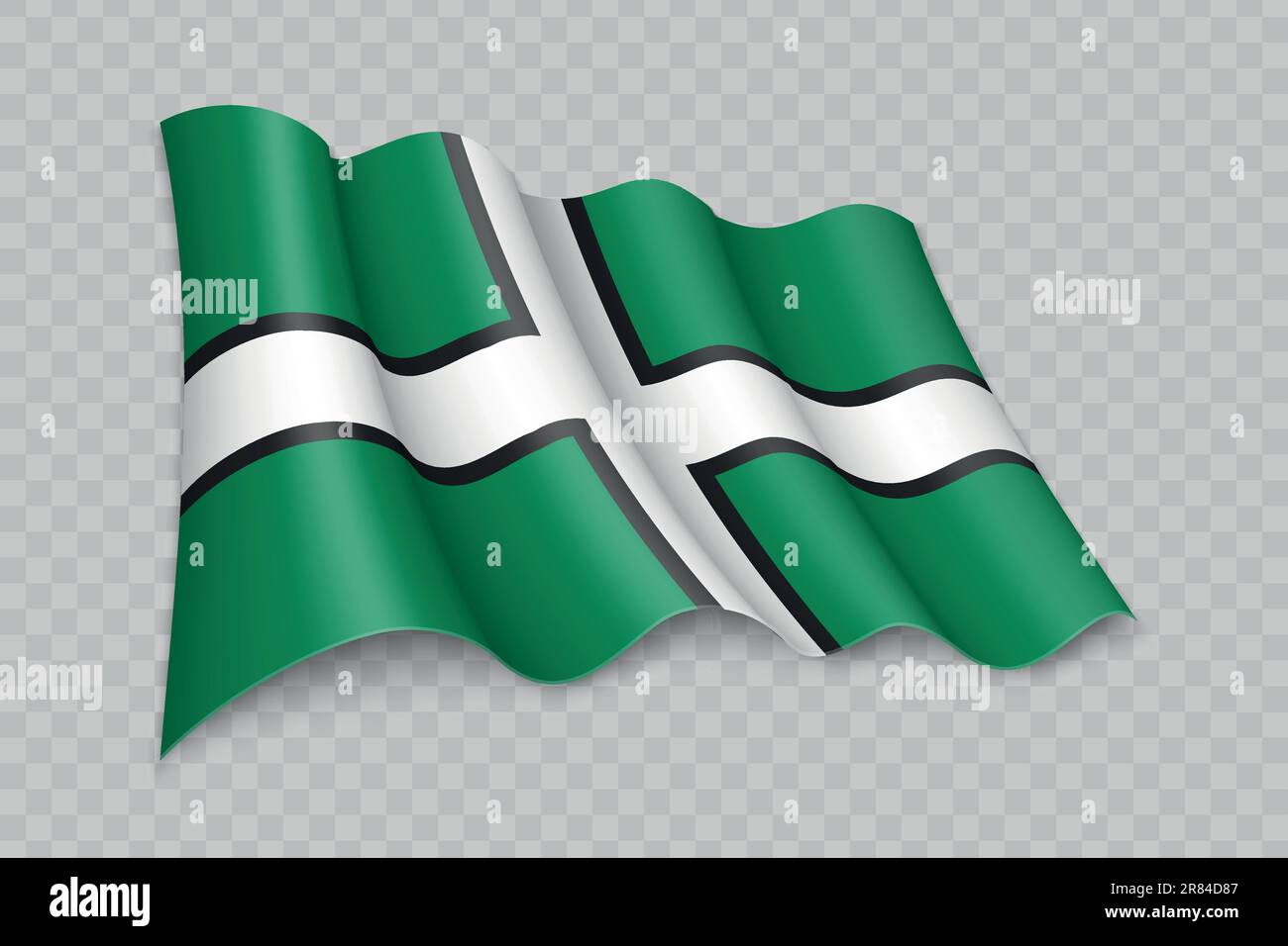 3D Realistic waving Flag of Devon is a county of England on transparent ...