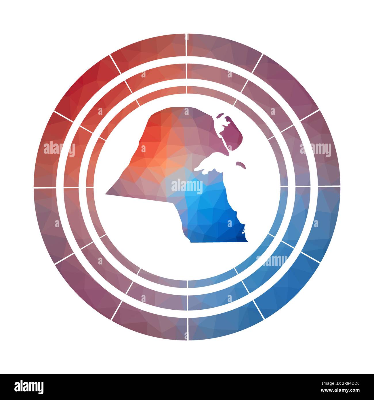 Kuwait badge. Bright gradient logo of country in low poly style ...