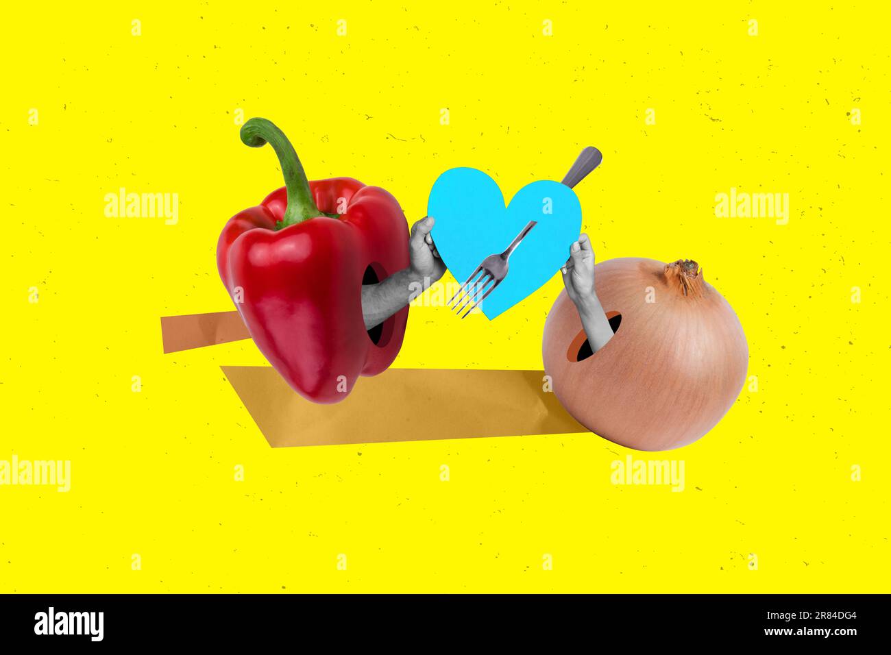 Bright picture collage artwork of two ecological ingredients tasty red ...