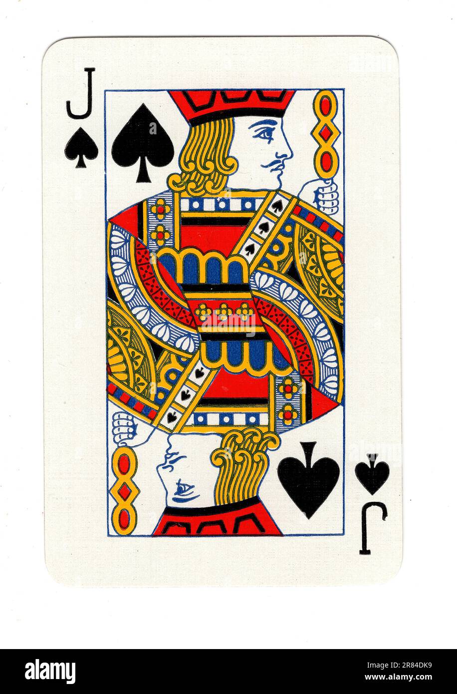 A jack of spades vintage playing card on a white background Stock Photo ...