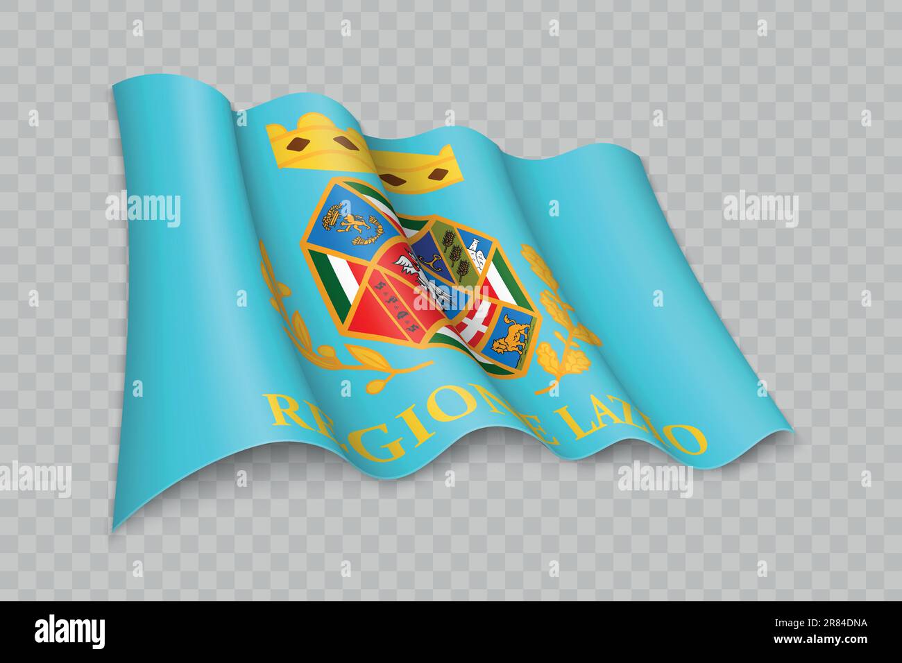3D Realistic waving Flag of Lazio is a region of Italy on transparent ...