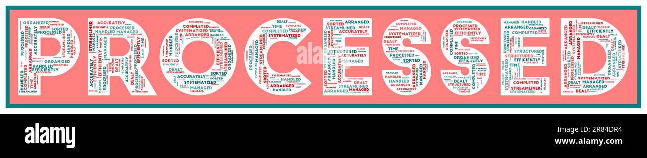 PROCESSED text filled with related keywords of various sizes. Processed ...