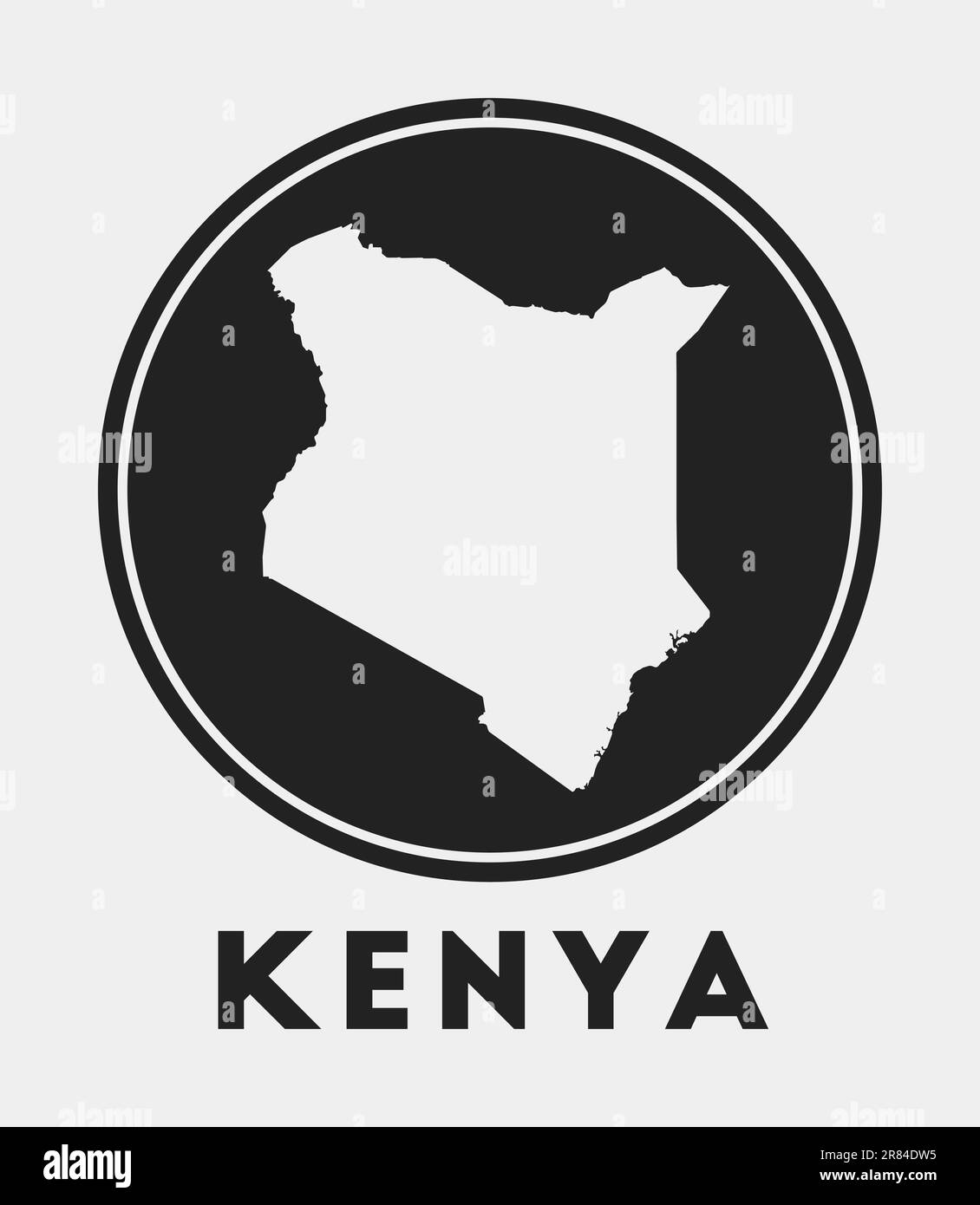 Kenya icon. Round logo with country map and title. Stylish Kenya badge ...