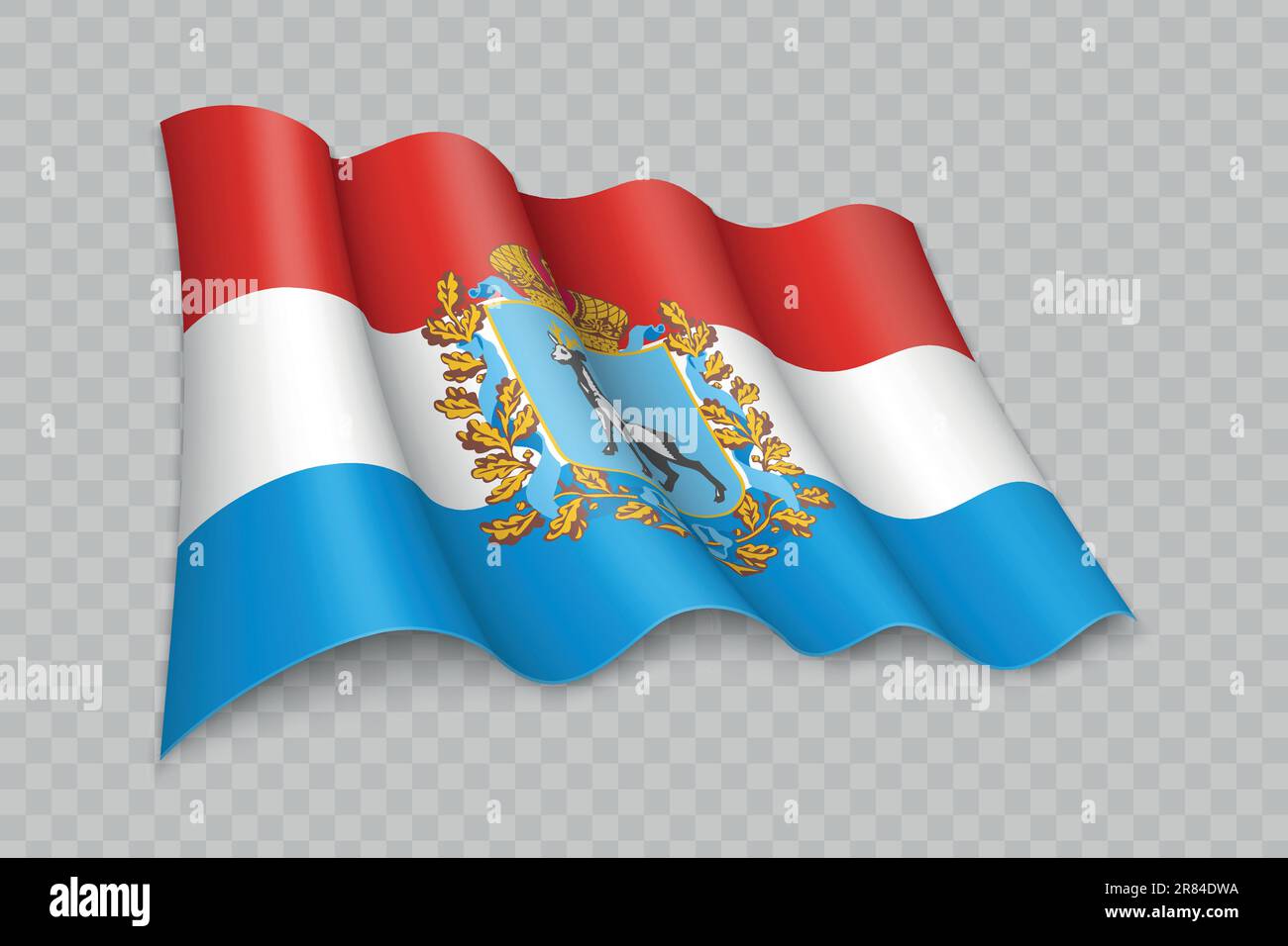 3D Realistic waving Flag of Samara Oblast is a region of Russia on ...