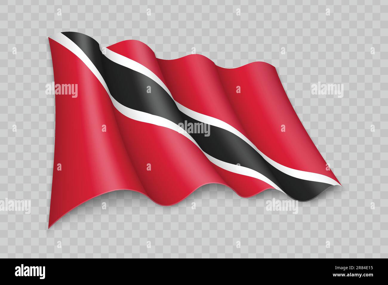 3D Realistic waving Flag of Trinidad and Tobago on transparent background Stock Vector Image ...
