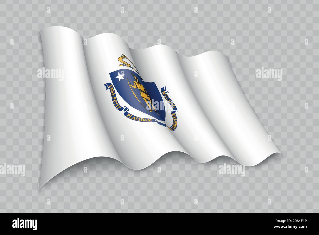 3D Realistic waving Flag of Massachusetts is a state of United States ...