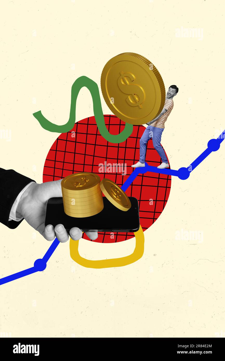 Photo vertical composite collage of two young coworkers team partners ...