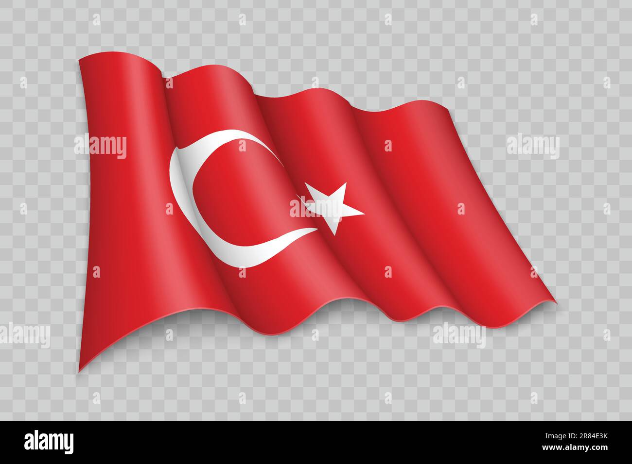 3D Realistic waving Flag of Turkey on transparent background Stock ...