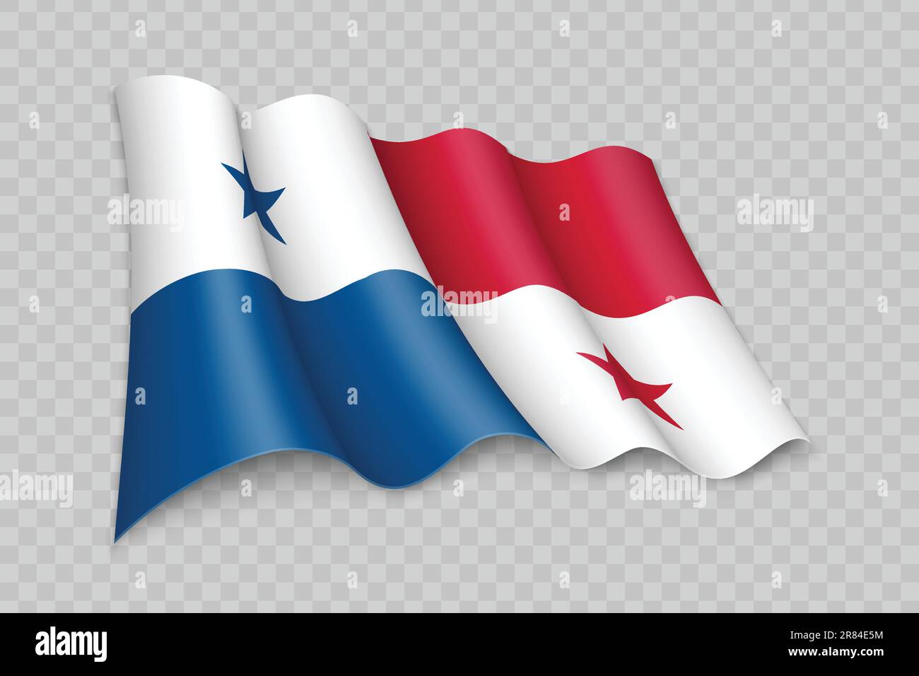 3D Realistic waving Flag of Panama on transparent background Stock ...