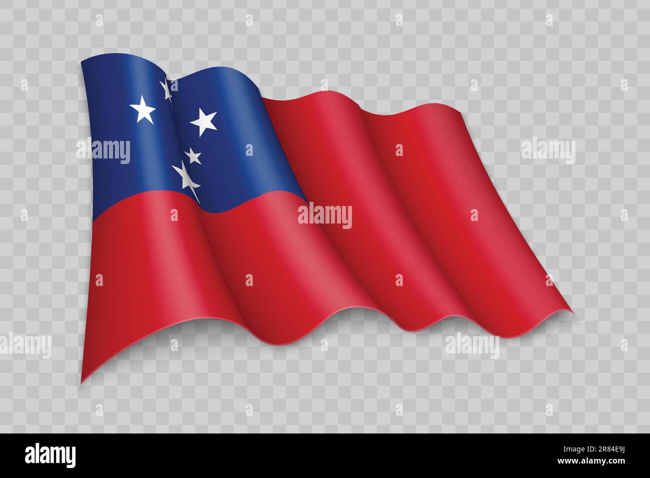 3D Realistic waving Flag of Samoa on transparent background Stock ...