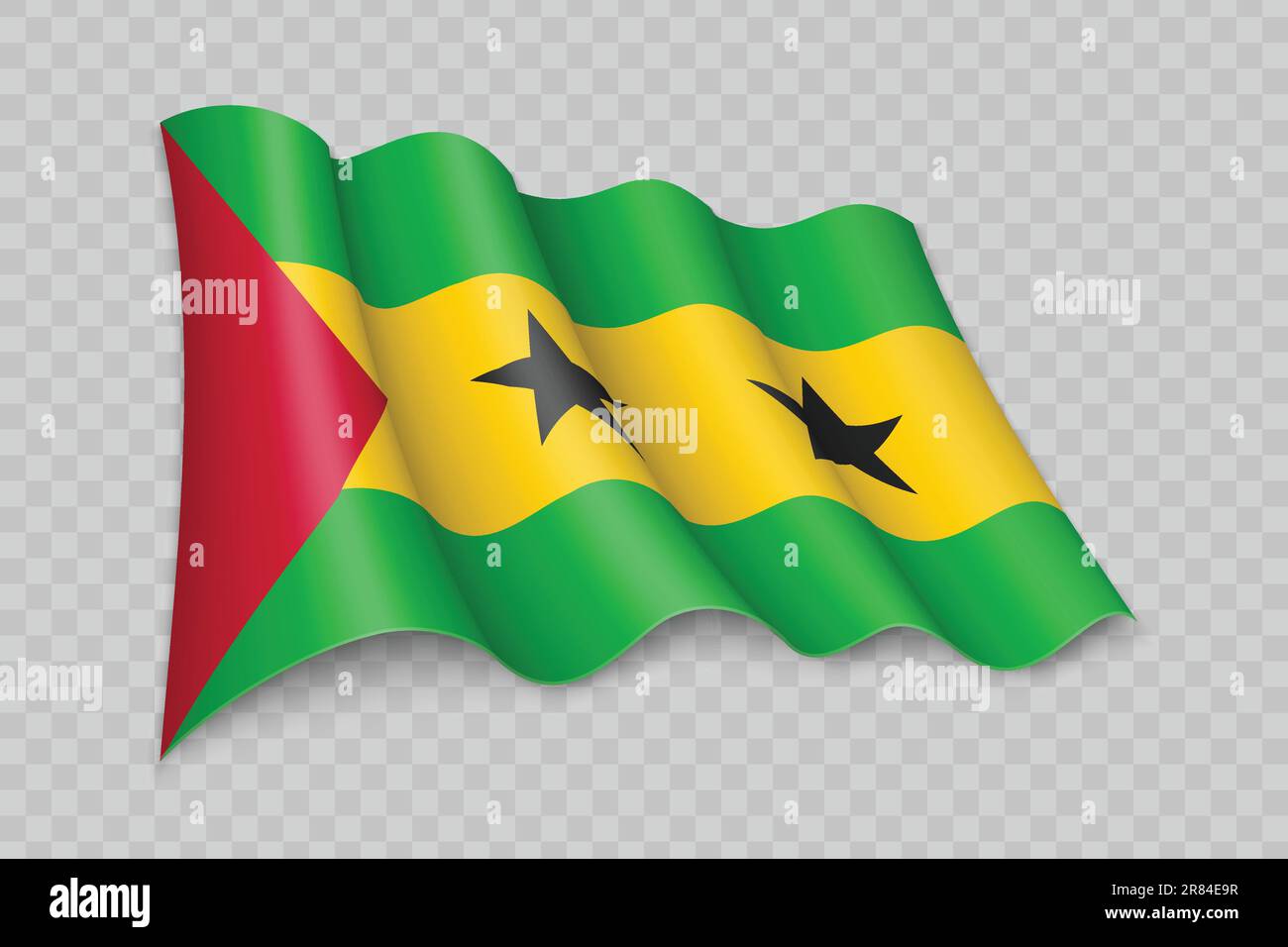 3D Realistic waving Flag of Sao Tome and Principe on transparent ...