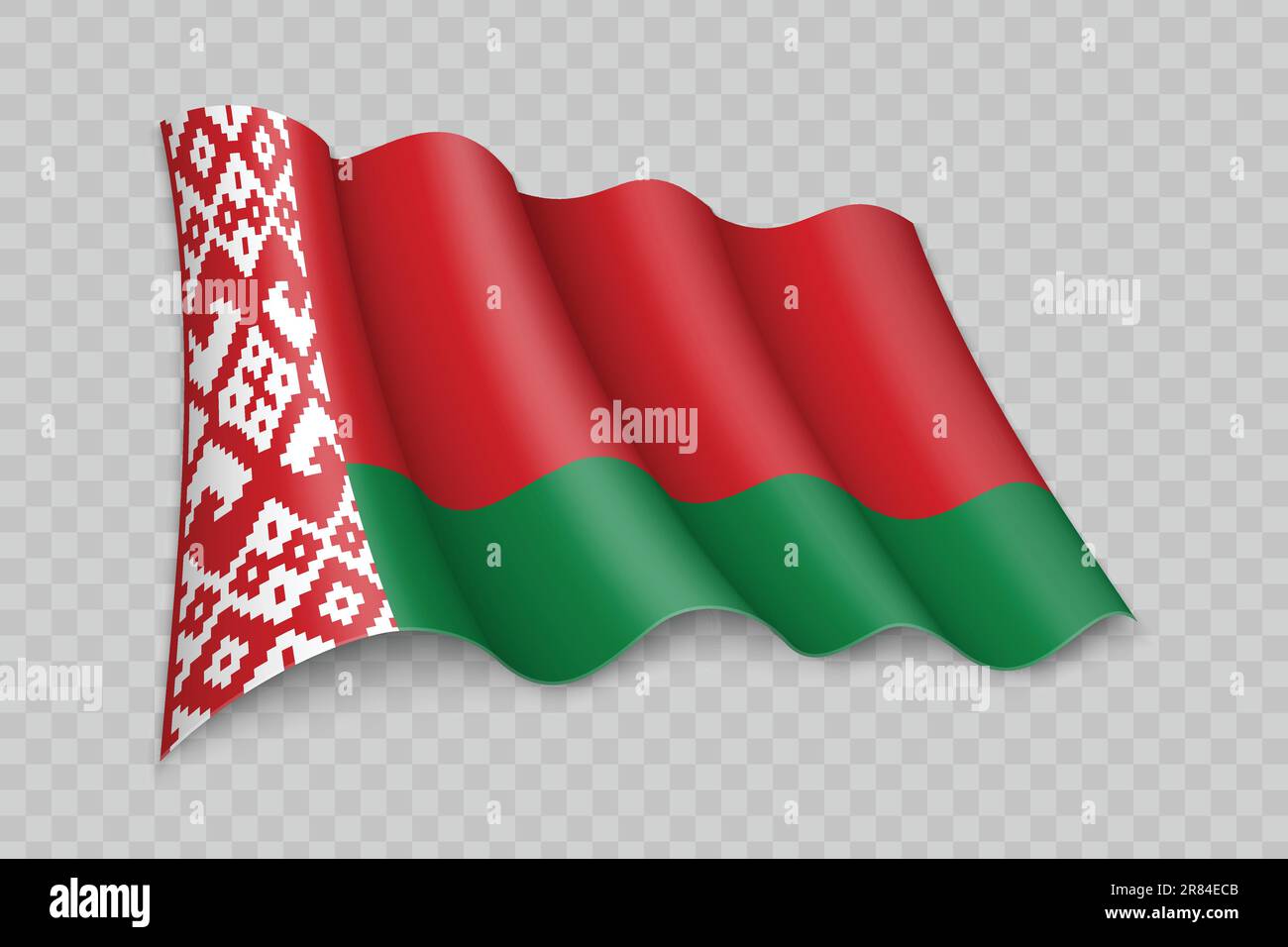 3D Realistic waving Flag of Belarus on transparent background Stock ...