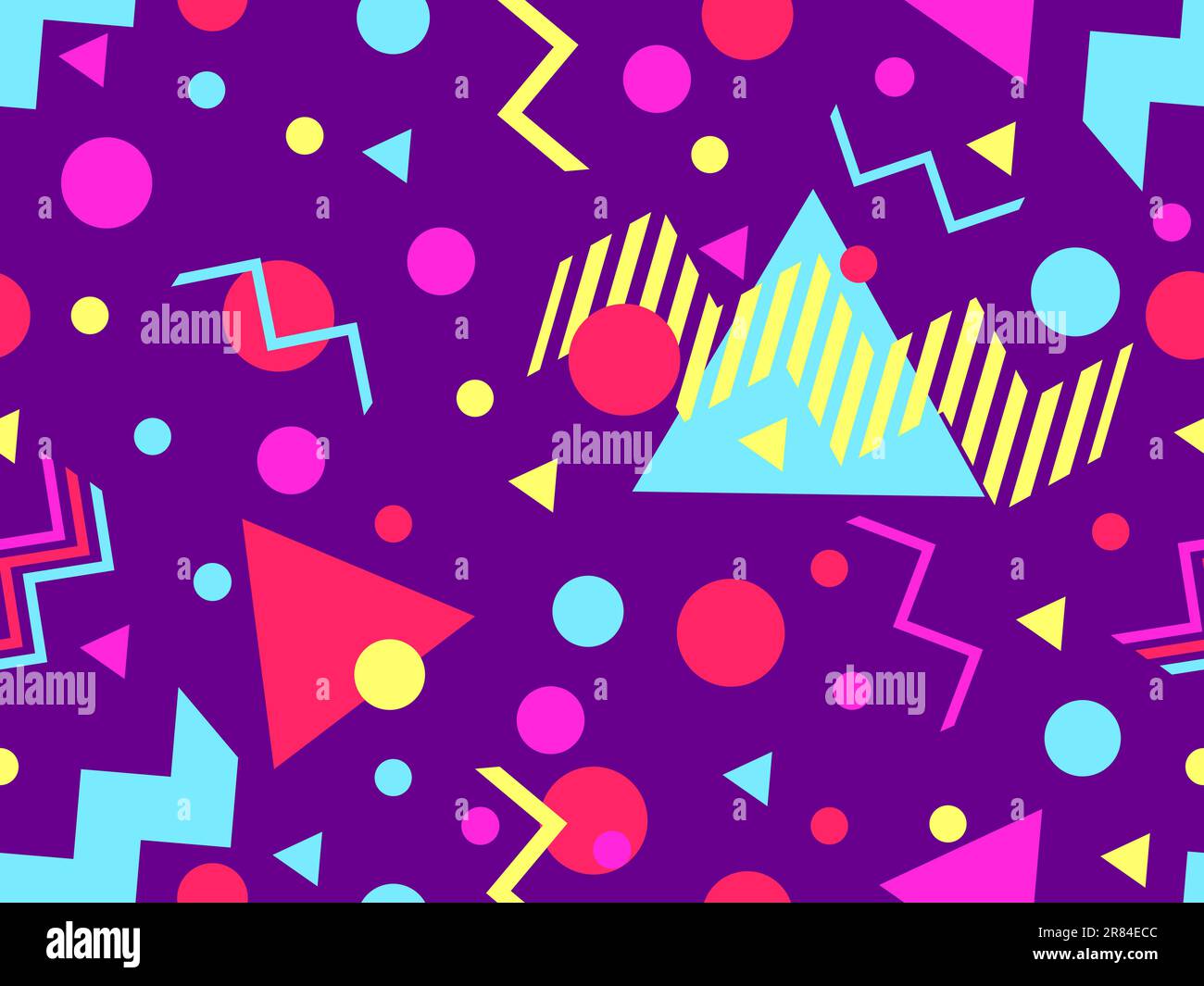 Memphis seamless pattern with geometric shapes in 80s style ...