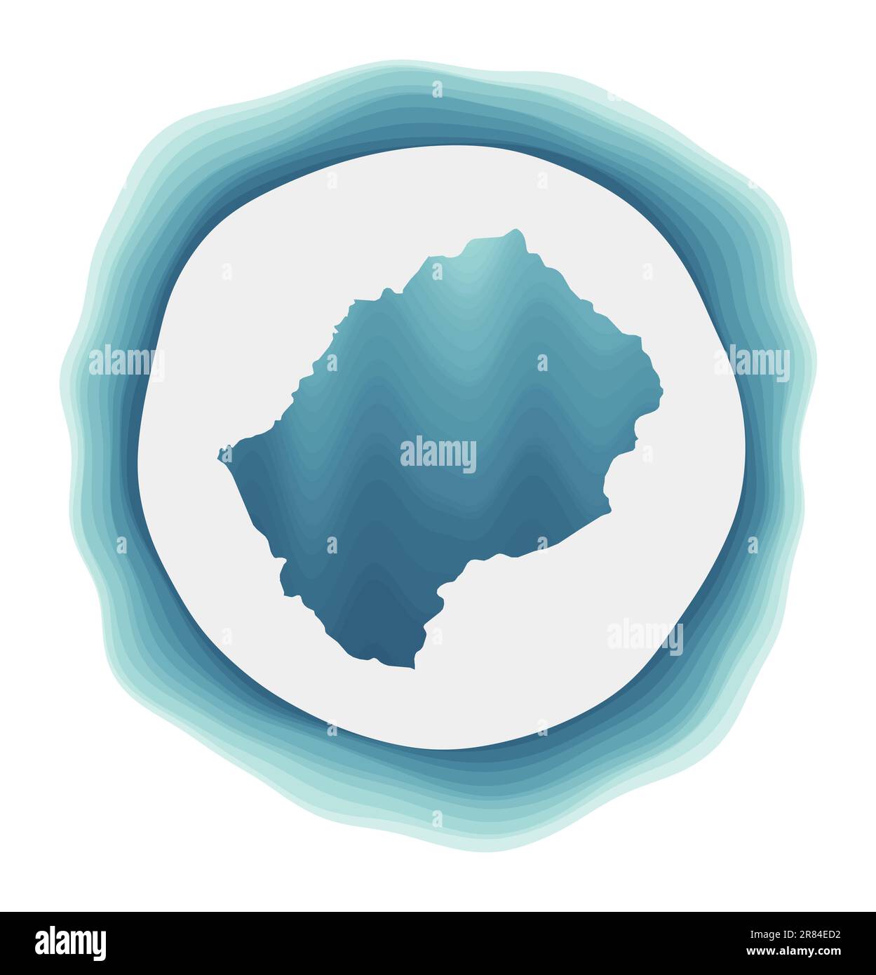 Lesotho logo. Badge of the country. Layered circular sign around Lesotho border shape. Cool ...