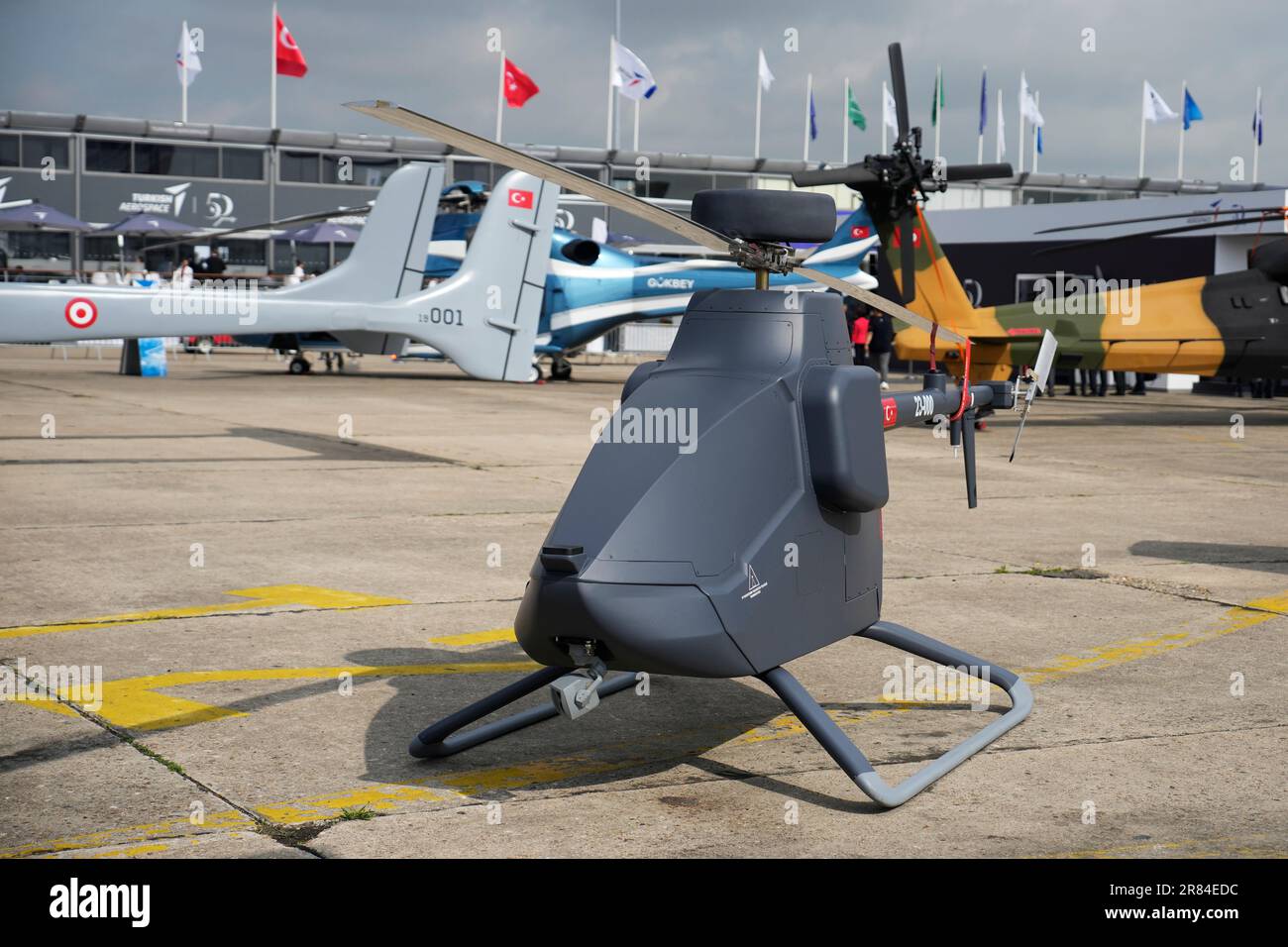 A mock-up of the Rotary Wing Cargo UAV by Turkish Aerospace Industries ...