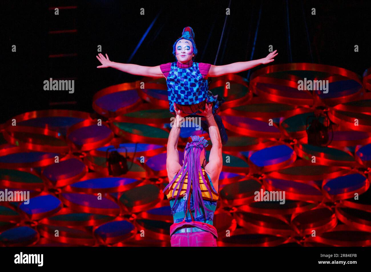 The House Troupe On The Russian Swing Act Performing In Cirque Du Soleils Saltimbanco Vector