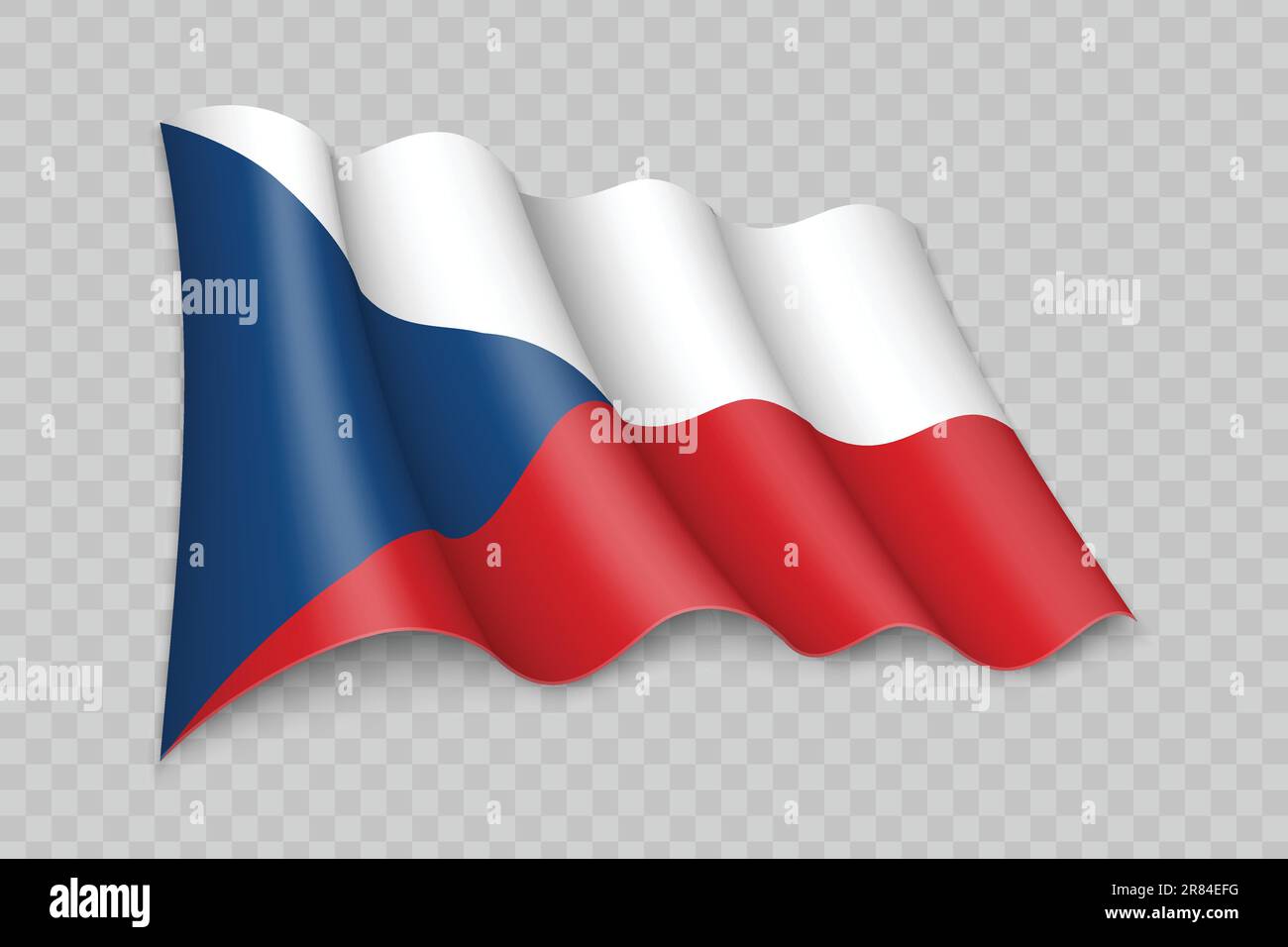 3D Realistic waving Flag of Czechia on transparent background Stock ...
