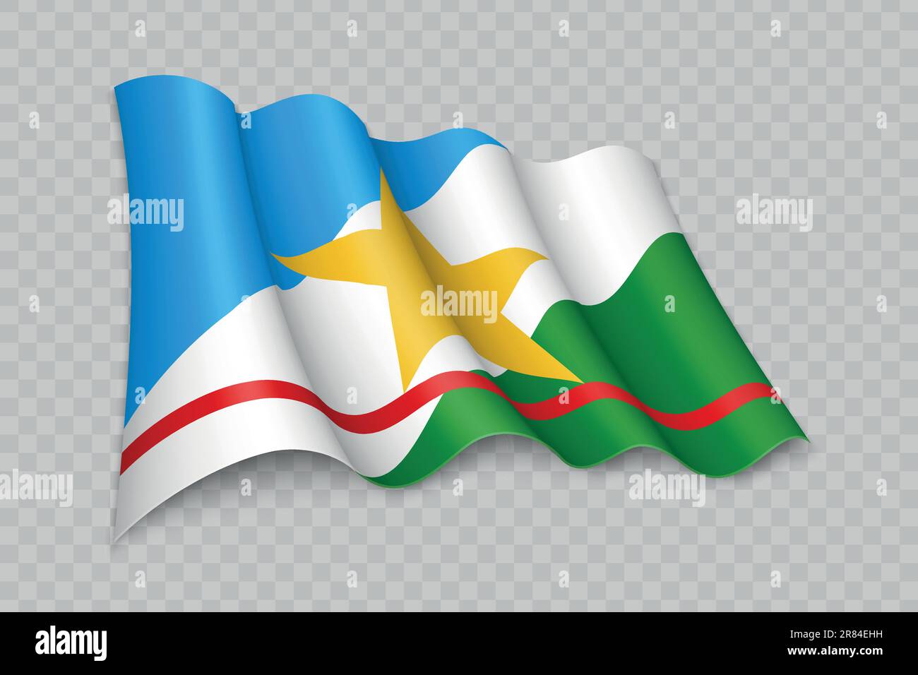 3D Realistic waving Flag of Roraima is a state of Brazil on transparent background Stock Vector ...