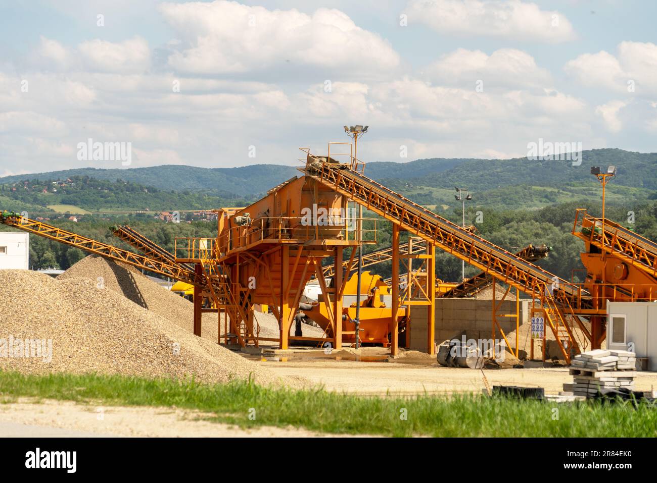 Concrete manufacturing plant and sand piles Stock Photo - Alamy