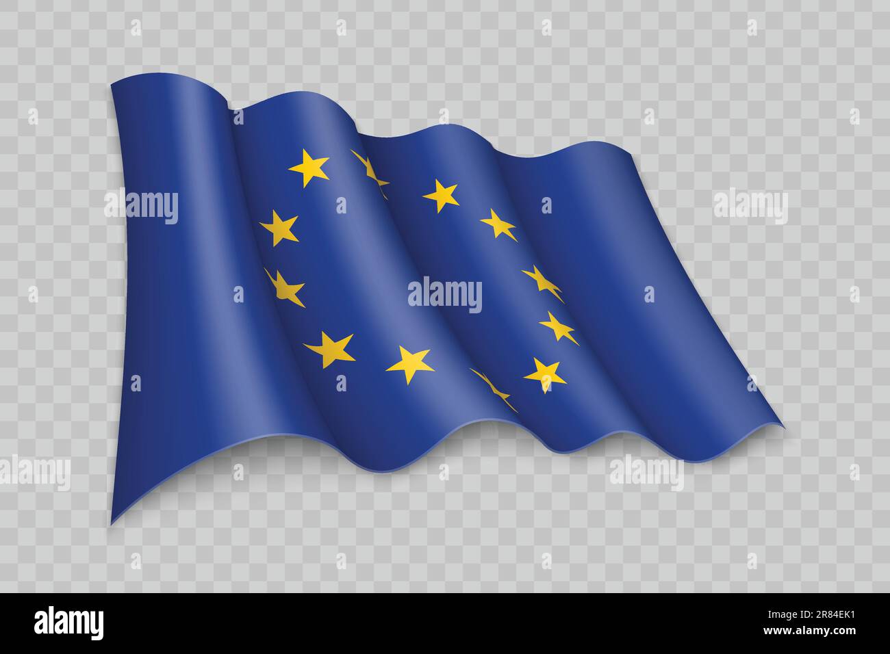 3D Realistic waving Flag of European Union on transparent background ...