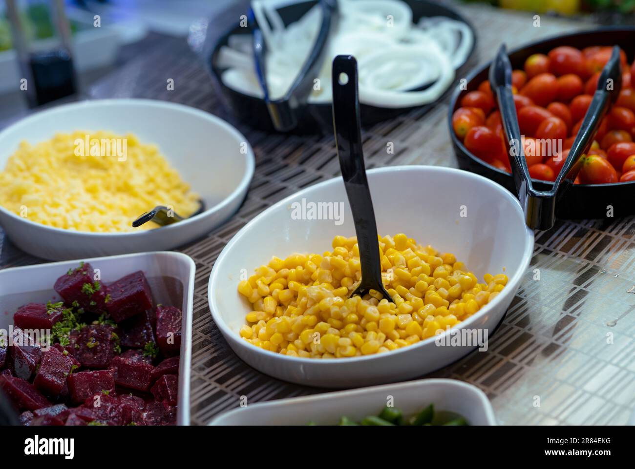 Salad bar. Salad buffet at restaurant. Fresh salad bar buffet for lunch ...