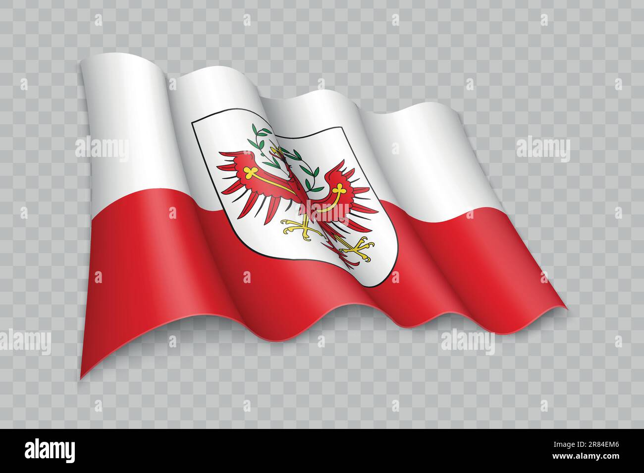 3D Realistic waving Flag of Tyrol is a state of Austria on transparent ...