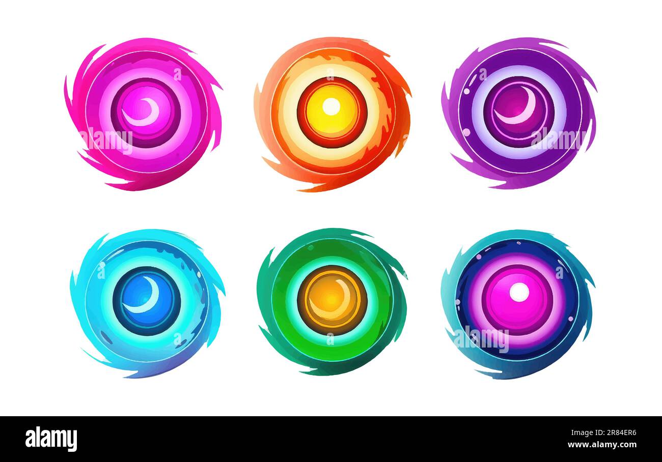 ui set vector illustration of colorful vortex of colorful portal ...