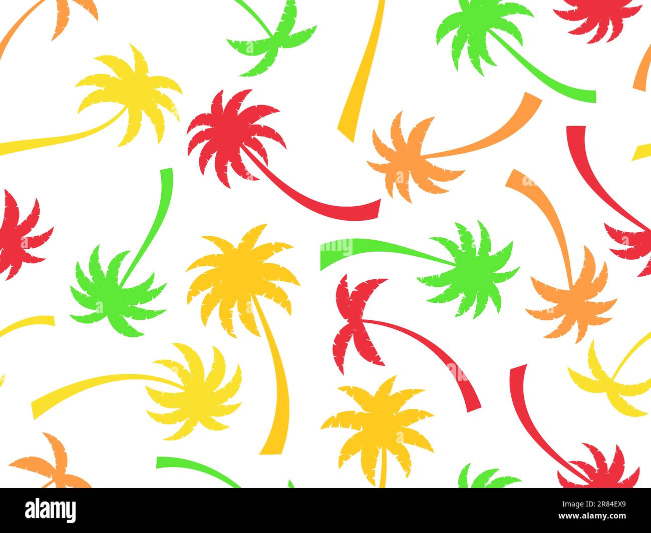 Seamless pattern with colorful palm trees on a white background. Summer ...