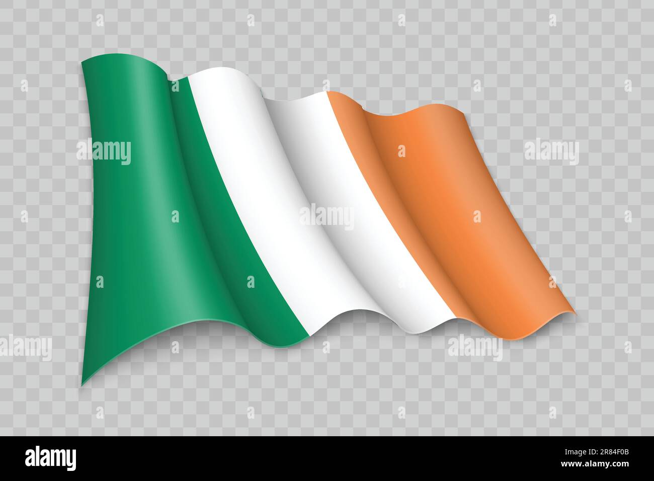 3D Realistic waving Flag of Ireland on transparent background Stock ...
