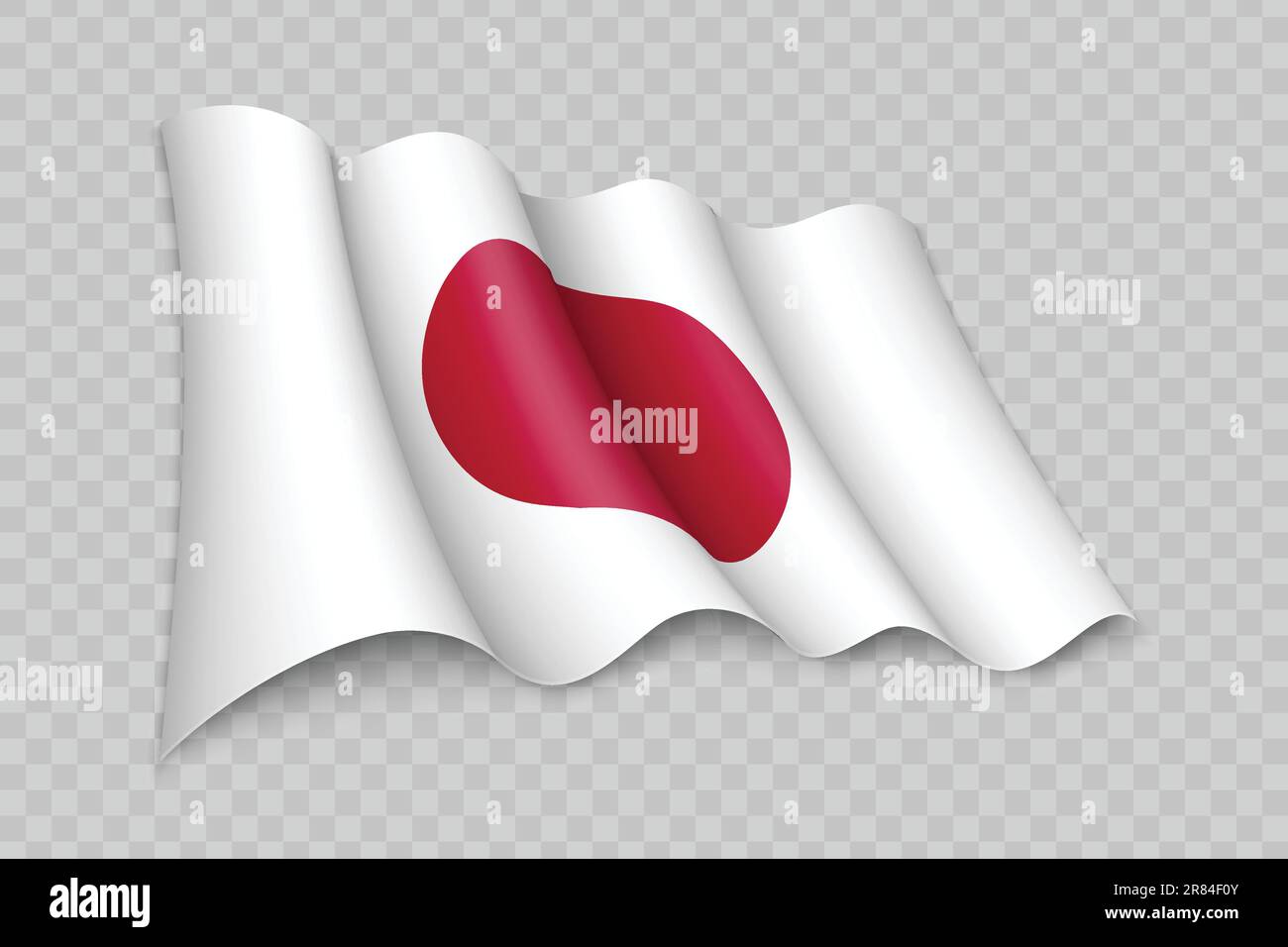 3D Realistic waving Flag of Japan on transparent background Stock ...