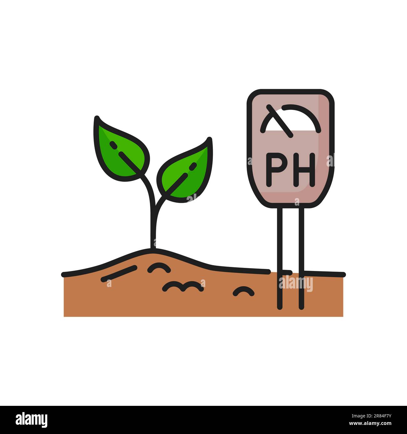 Soil PH level measure, agriculture color line icon. Harvest cultivation ...