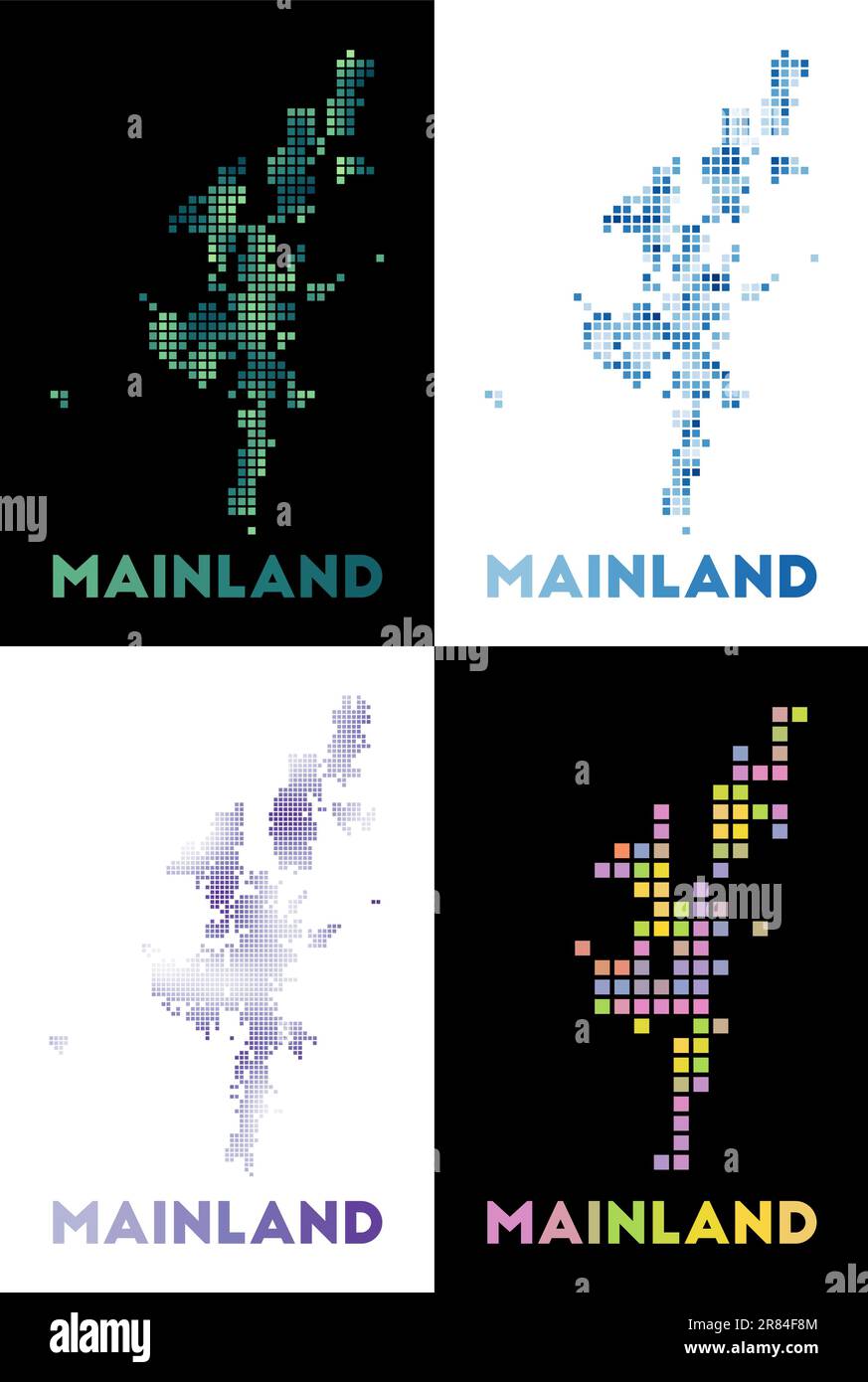 Mainland map. Collection of maps of Mainland in dotted style. Borders ...