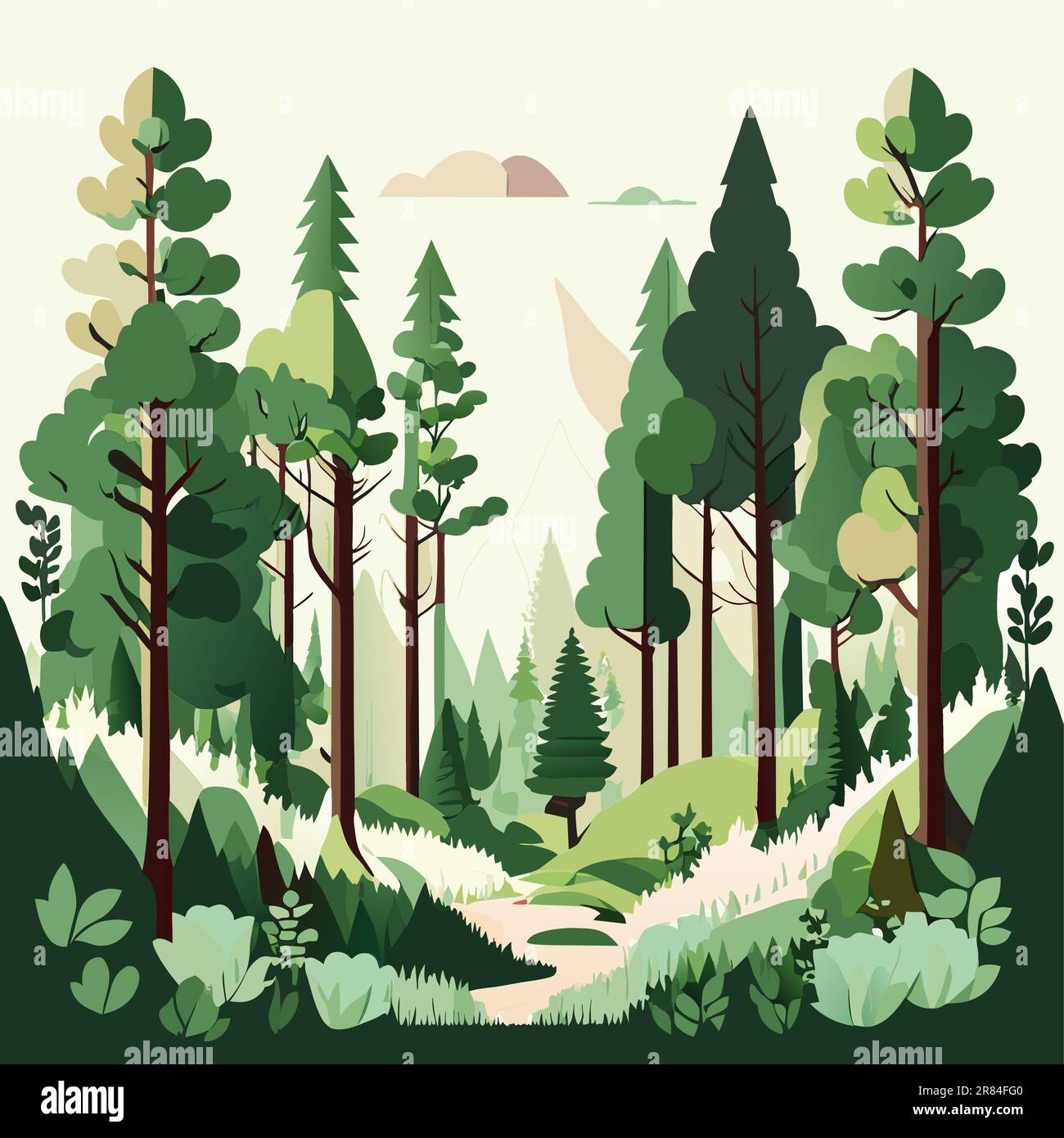 Horizontal banner of forest background, silhouettes of trees Stock ...