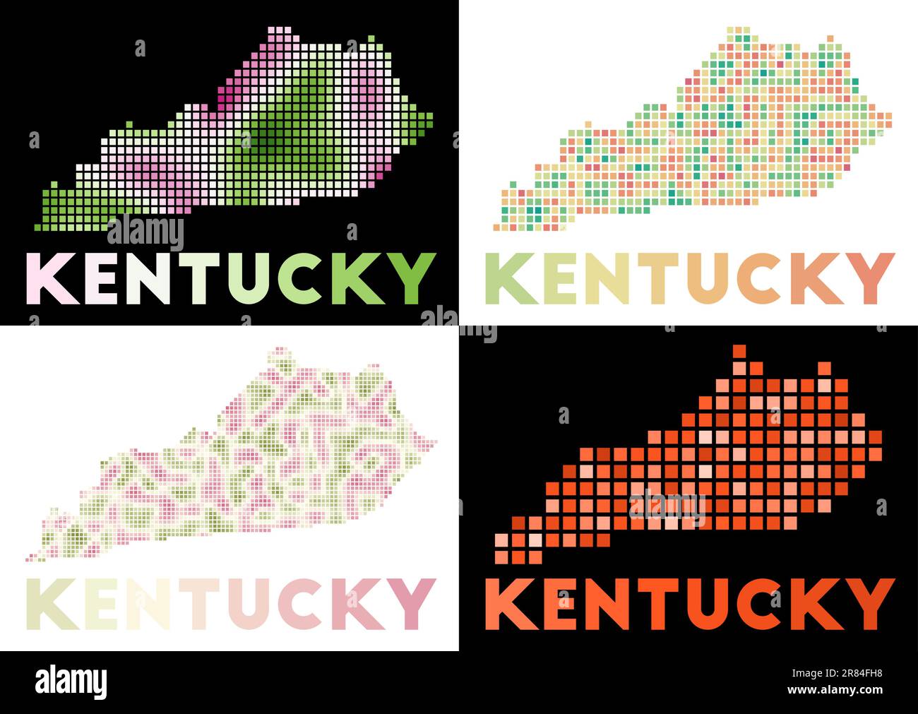 Kentucky map. Collection of maps of Kentucky in dotted style. Borders ...