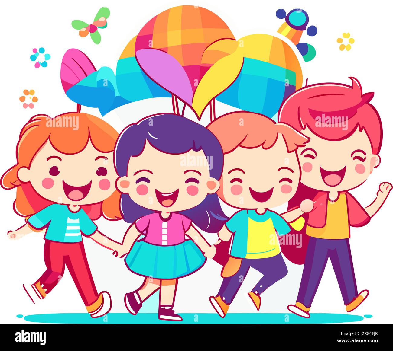 Group of school kids, group of happiness children Stock Vector Image ...
