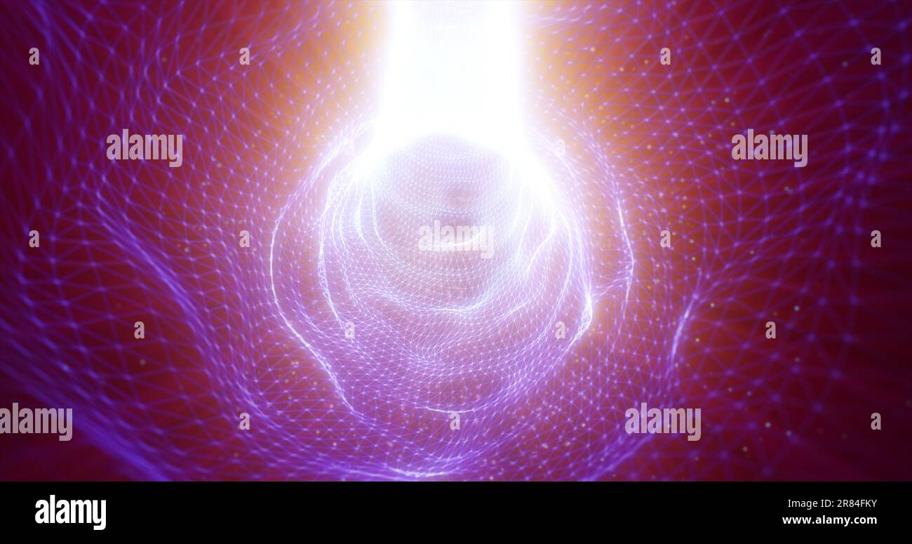 Abstract purple energy tunnel futuristic made of hi-tech mesh and ...