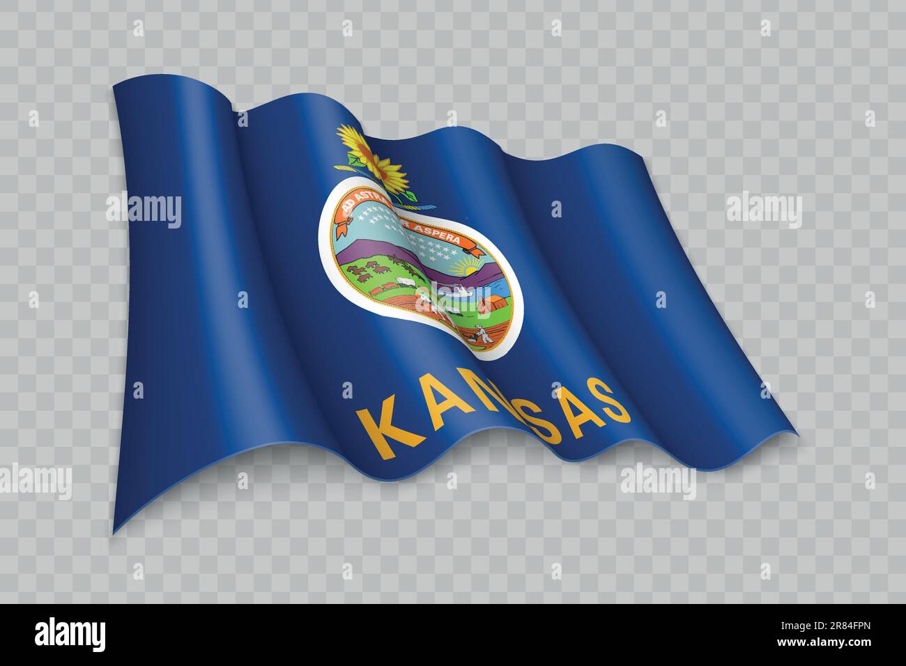 3D Realistic waving Flag of Kansas is a state of United States on ...