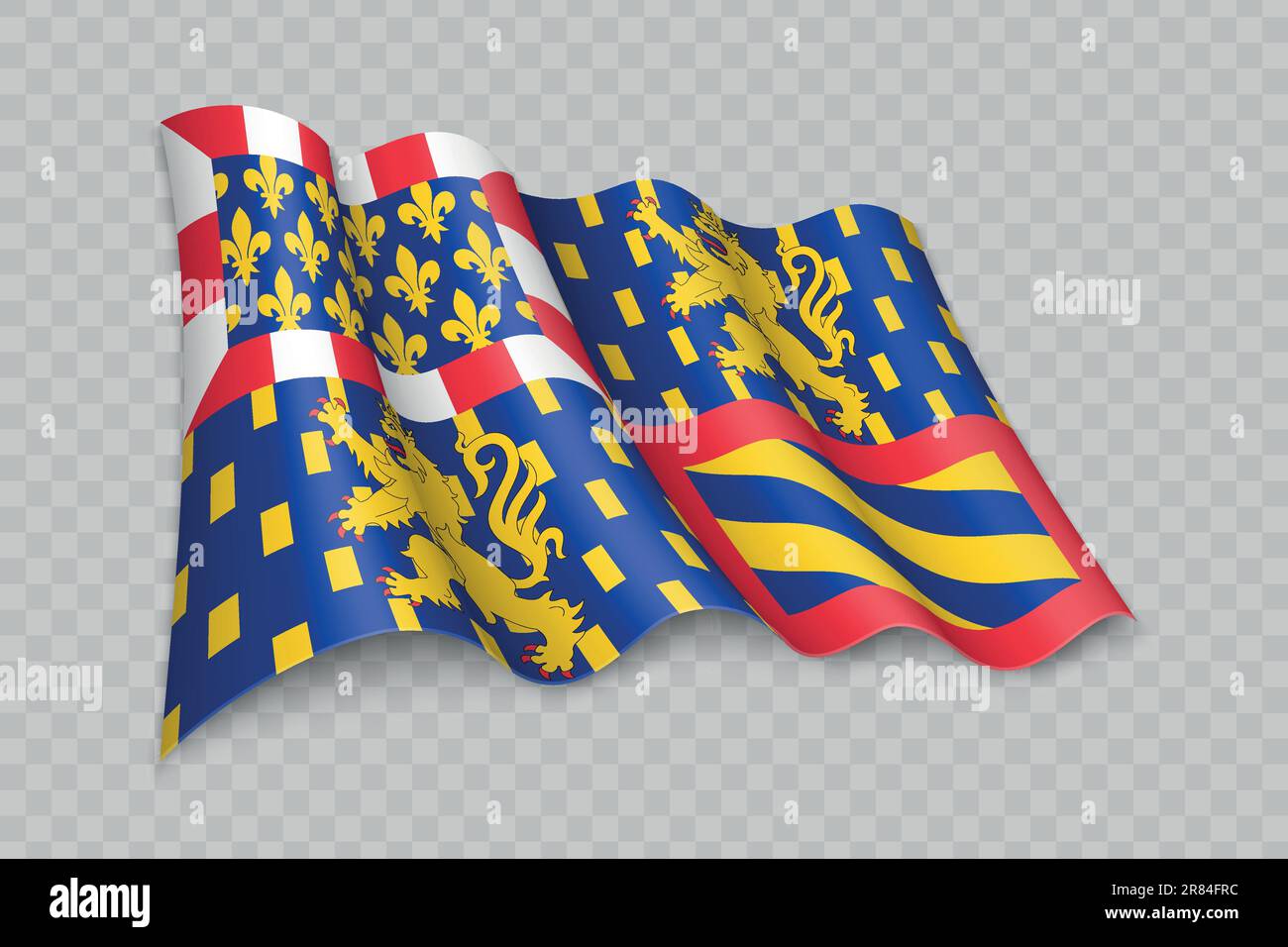 3D Realistic waving Flag of Bourgogne-Franche-Comte is a region of ...