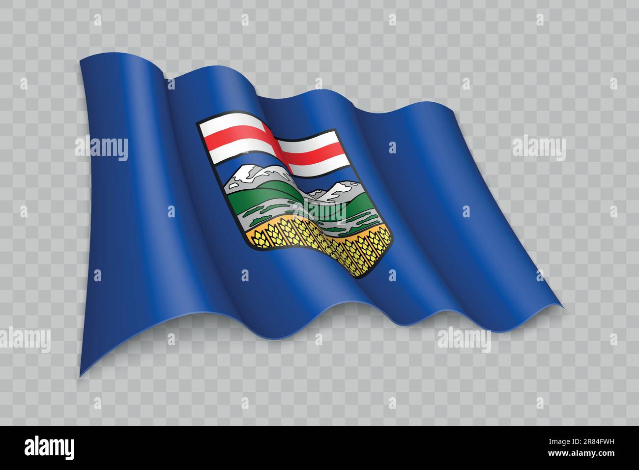 3D Realistic waving Flag of Alberta is a state of Canada on transparent ...