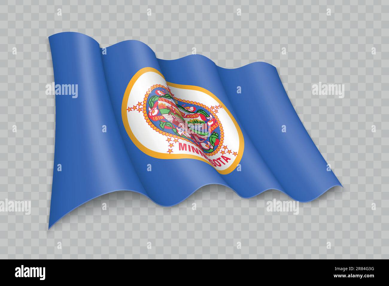 3D Realistic waving Flag of Minnesota is a state of United States on ...