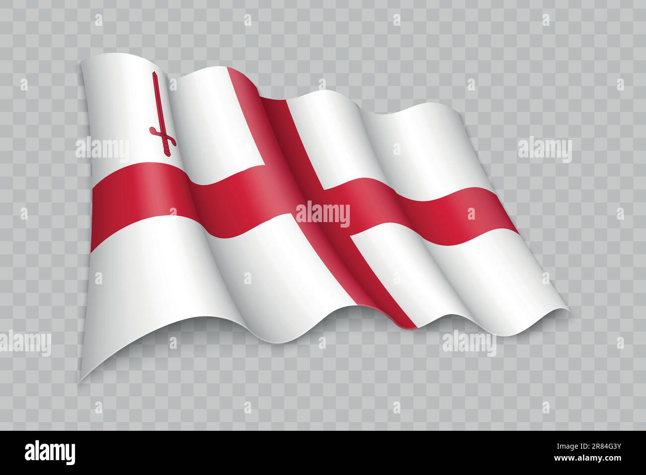 3D Realistic waving Flag of City of London is a county of England on transparent background ...